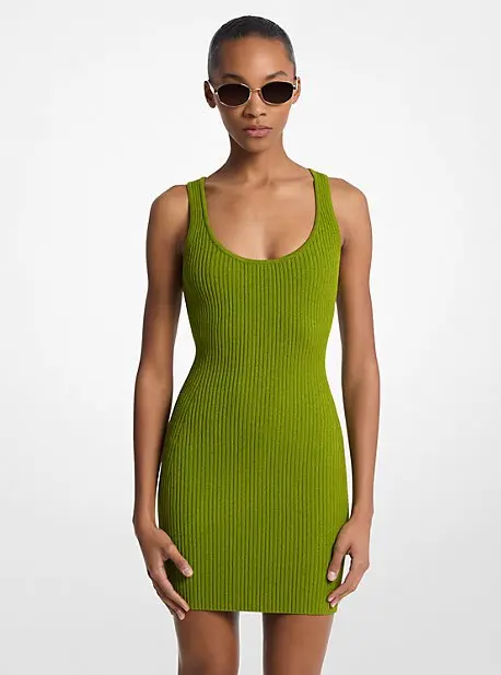 Michael Kors Ribbed Stretch Viscose Tank Dress In Green - 63% Off |  Editorialist