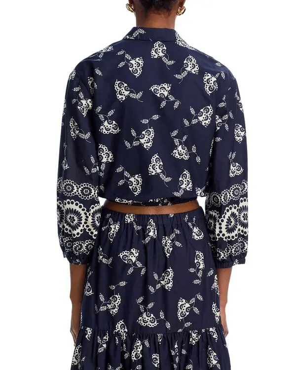 Cara Cara Rumson Cropped Top - Floret Evening Blue