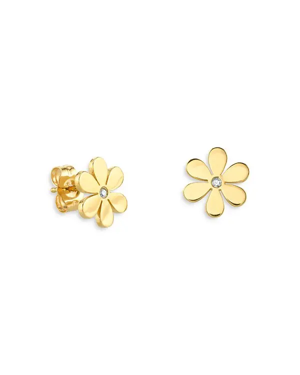 SYDNEY EVAN 14k Yellow Diamond Daisy Stud Earrings - Gold