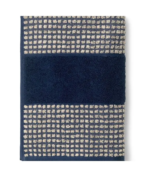 JUNA Check Towels Bath Sheet - Dark Blue/sand