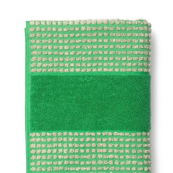 JUNA Check Towels Bath Sheet - Green/sand