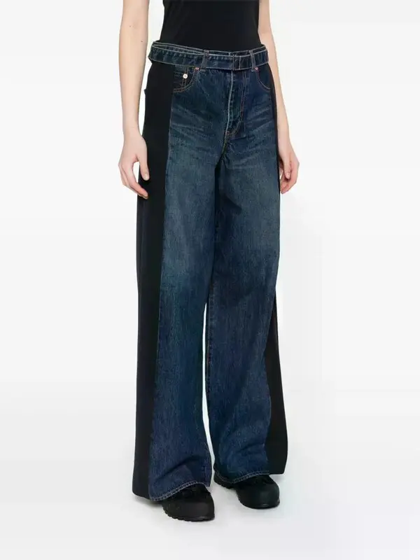 Sacai Contrast-panel Wide-leg Jeans