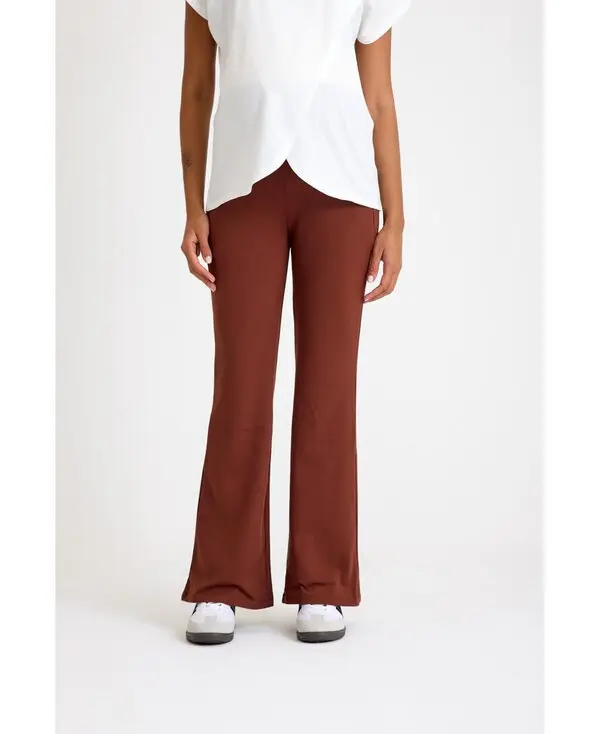 ACCOUCHEE Warm Flare Maternity Trousers - Cappuccino