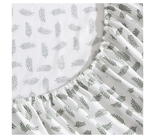 Eddie Bauer Laurel Leaves White-green Full Shee T Set