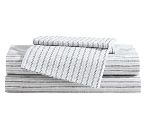 Eddie Bauer Ticking Stripe Dark Grey King Sheet Set