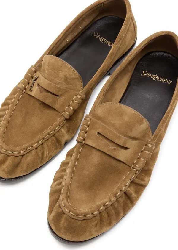 Saint Laurent Le Loafer Suede Loafers - Tan