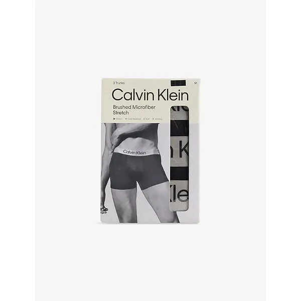 Calvin Klein Brushed Pack-of-three Stretch-woven Trunks - Black Black Black