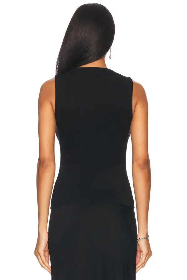 Enza Costa Silk Knit Sleeveless Boatneck Top - Black