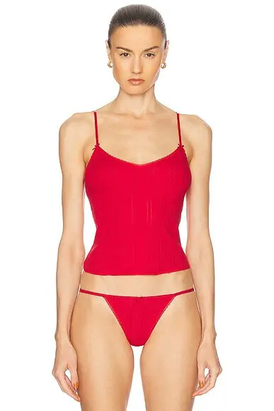 COU COU The Long Cami Top - Cherry Red