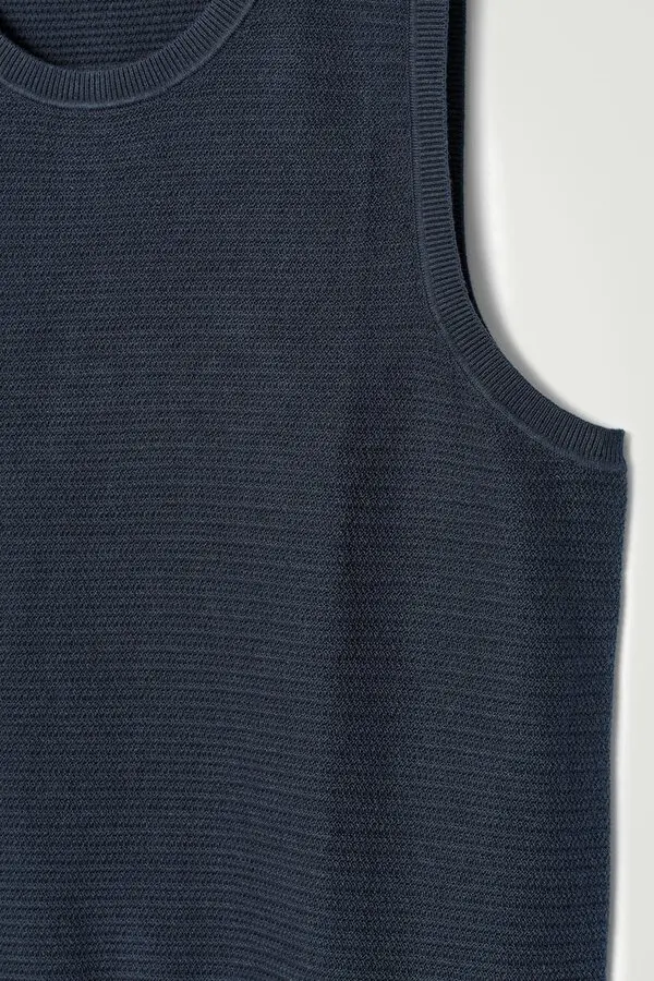 Cos Textured Knitted Tank Top - Navy