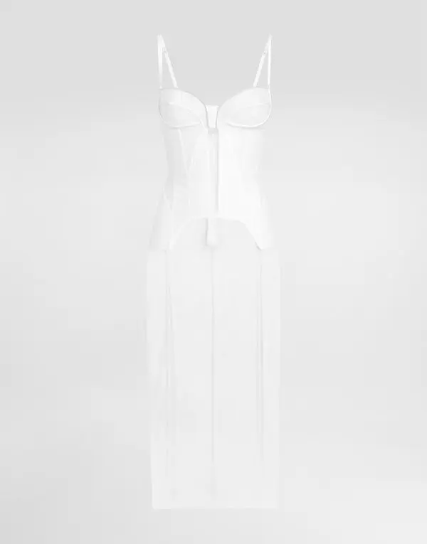 Dolce & Gabbana Tulle Calf-length Dress With Corset - White