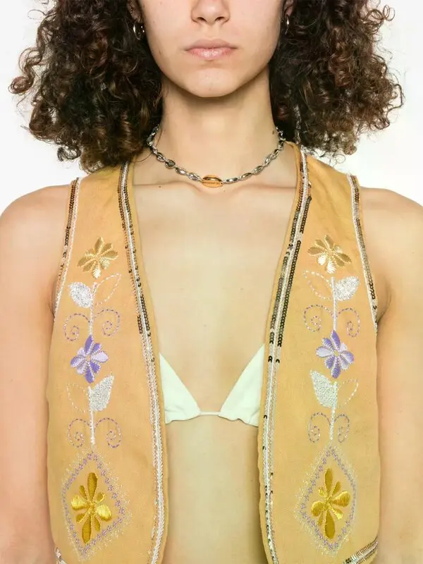 FORTE_FORTE Floral-embroidery Gilet