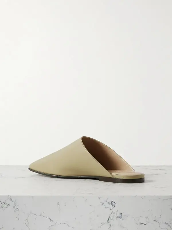 Loro Piana Alba Leather Slippers - Green