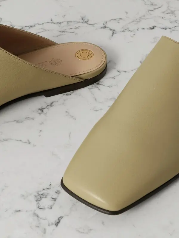 Loro Piana Alba Leather Slippers - Green