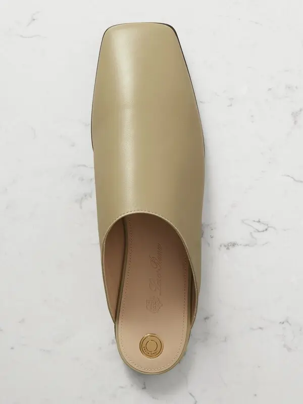 Loro Piana Alba Leather Slippers - Green