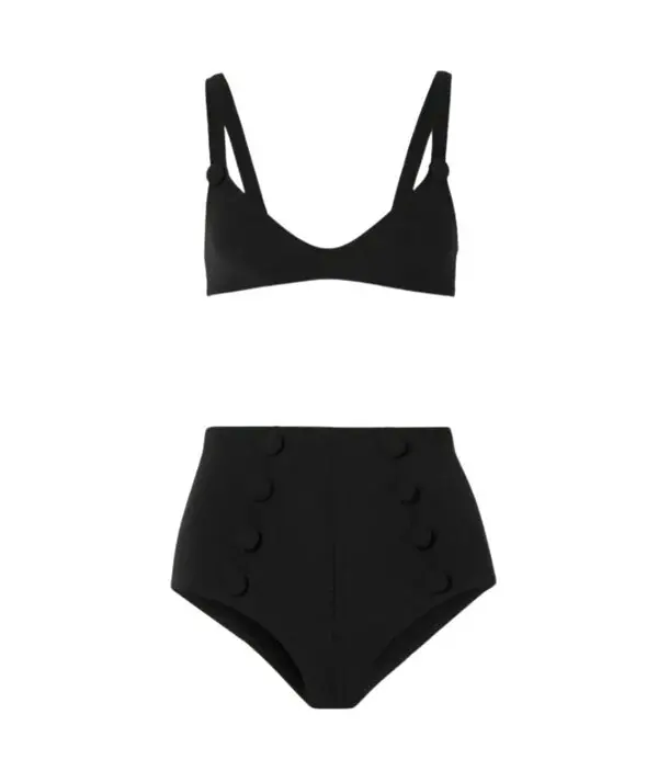 Lisa Marie Fernandez Magdalena Crepe Bikini - Black