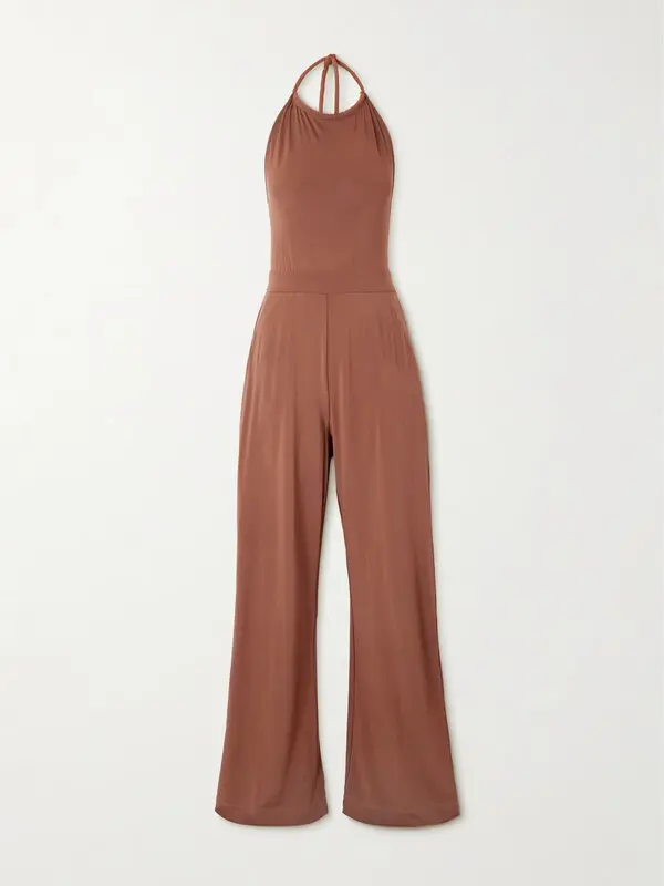 Max Mara Parsec Stretch-jersey Halterneck Jumpsuit - Brown