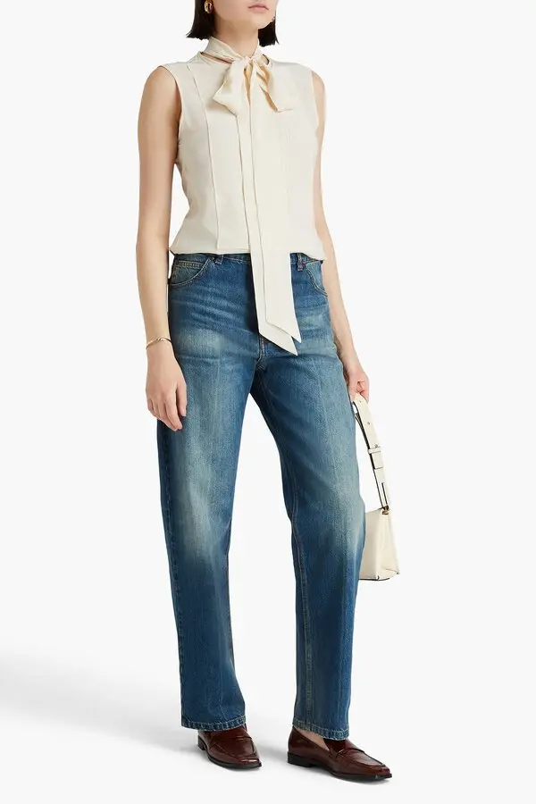 Victoria Beckham Pussy-bow Silk Top