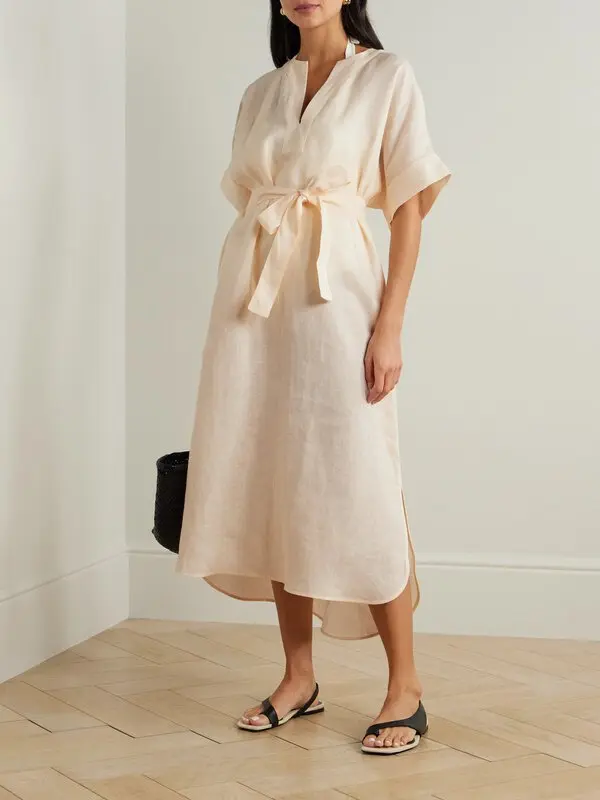 ERES Bibi Belted Linen Kaftan - Neutrals
