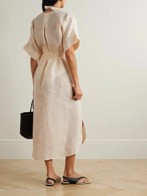 ERES Bibi Belted Linen Kaftan - Neutrals
