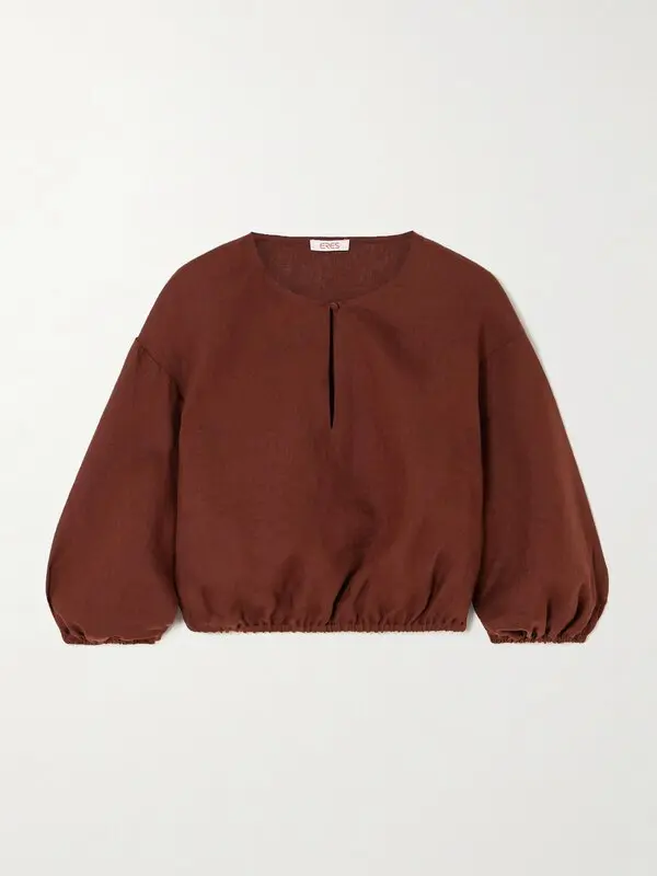 ERES L'intemporel Gracieux Cropped Linen Top - Brown