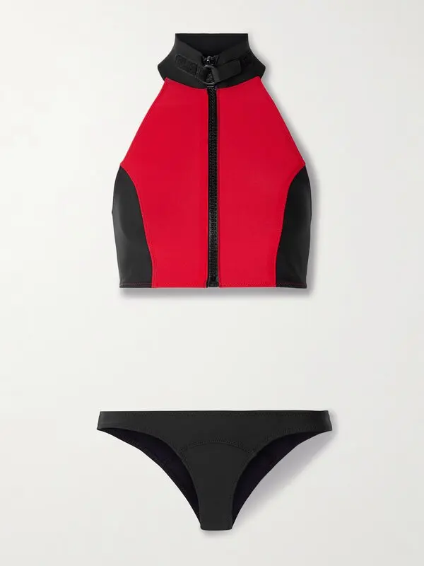 Lisa Marie Fernandez Two-tone Neoprene Halterneck Bikini - Red