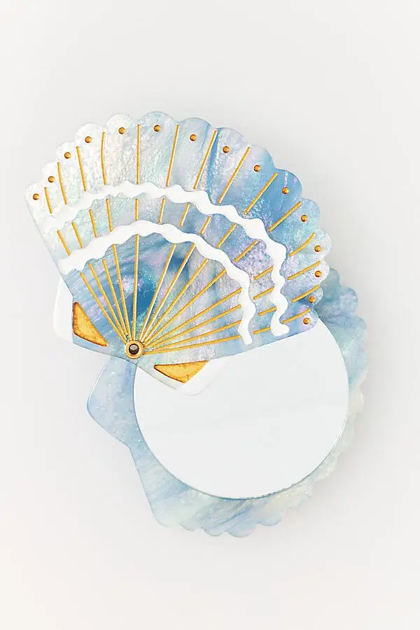 SOLAR ECLIPSE Hand-painted Compact Mirror - Blue Shell