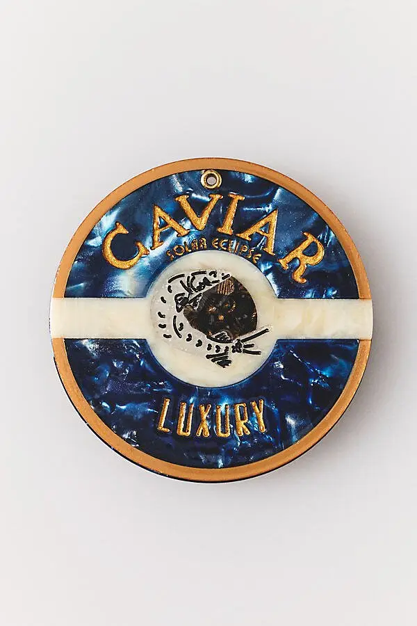 SOLAR ECLIPSE Hand-painted Compact Mirror - Caviar