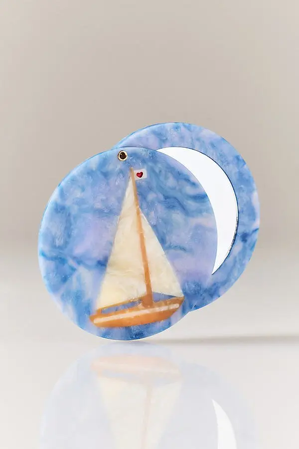 SOLAR ECLIPSE Hand-painted Compact Mirror - Sailboat