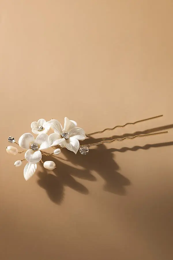 UNTAMED PETALS Lilac Pearl Hair Pin - Gold