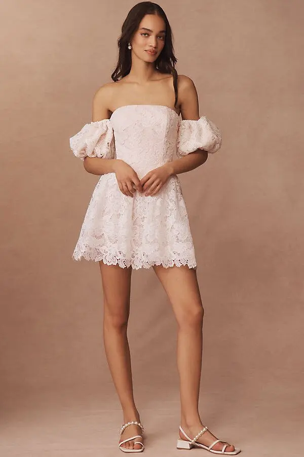 knee length dresses for ladies White Lace Dress - Cami Fit and Flare Dress main image 0