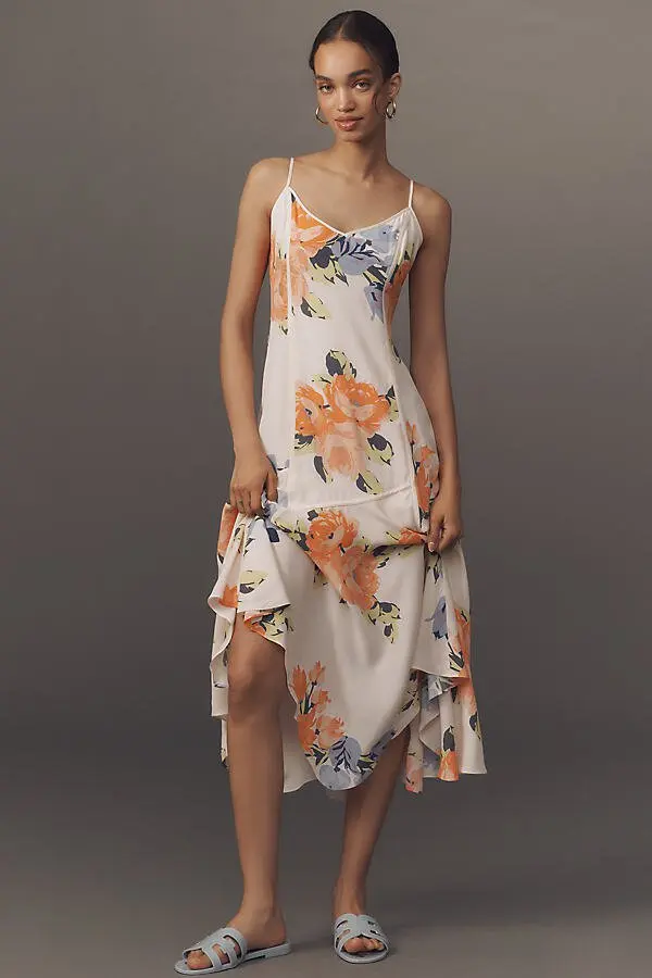Anthropologie Square-Neck Asymmetric Midi Dress In Beige - 42% Off |  Editorialist