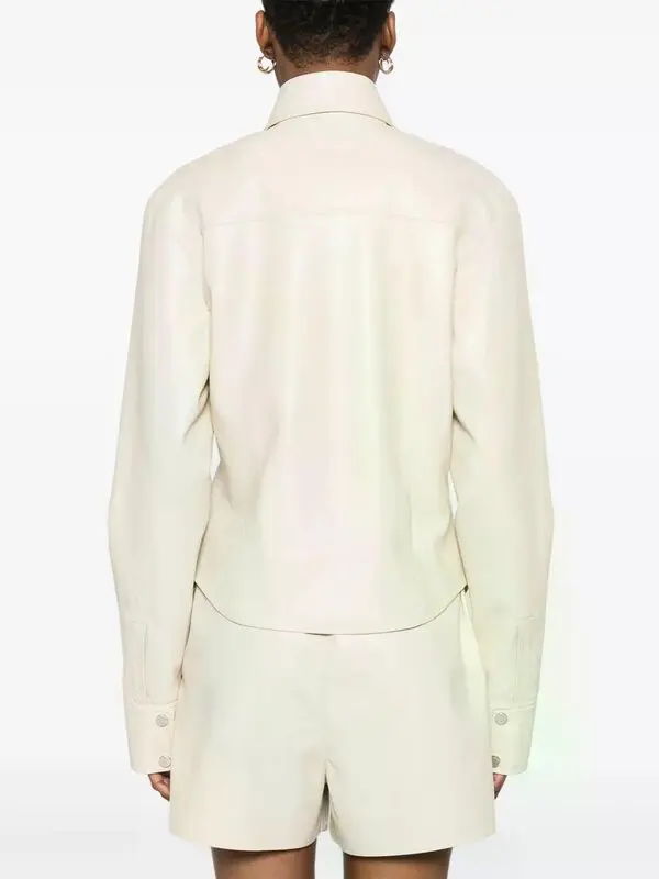 Nanushka Faux-leather Shirt Jacket - Neutrals