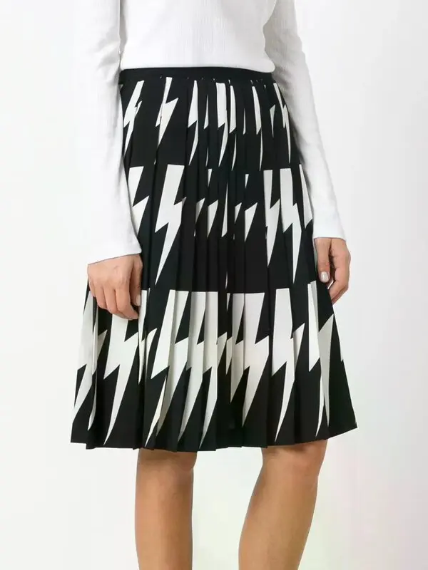 Neil Barrett Lightning Bolt Pleated Skirt