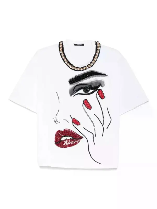 Balmain Embellished T-shirt - White