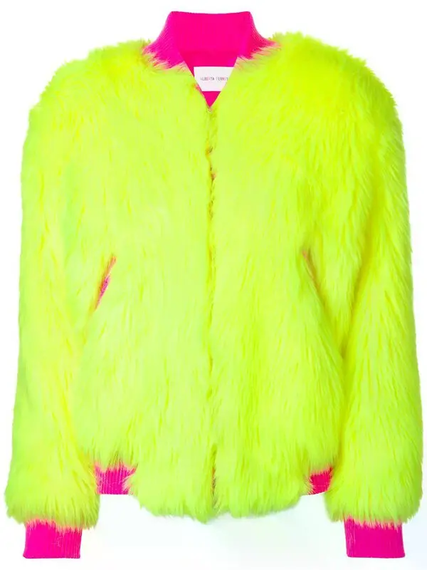 Alberta Ferretti Faux-fur Bomber Jacket - Yellow