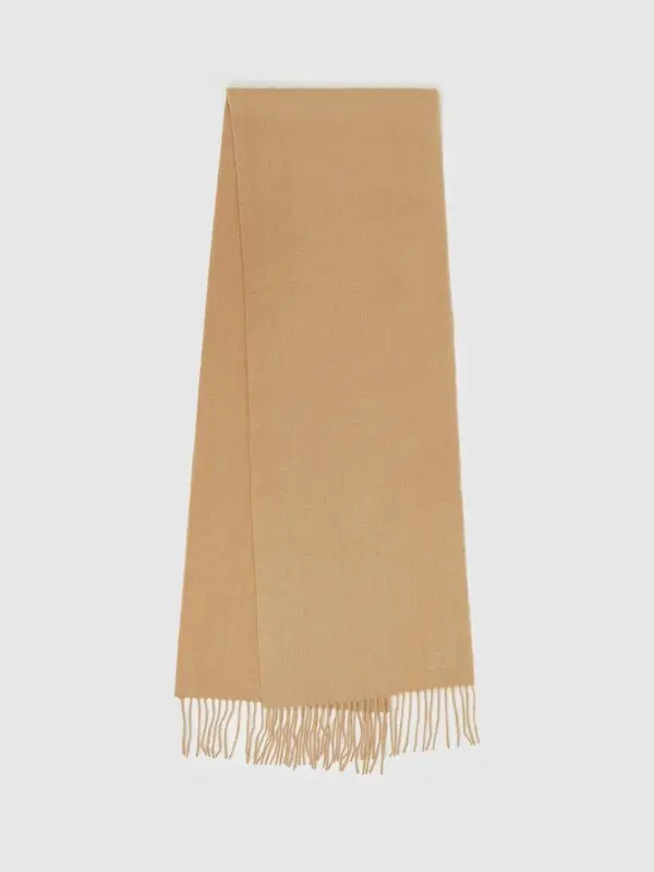REISS Picton Wool And Cashmere Scarf - Soft Camel