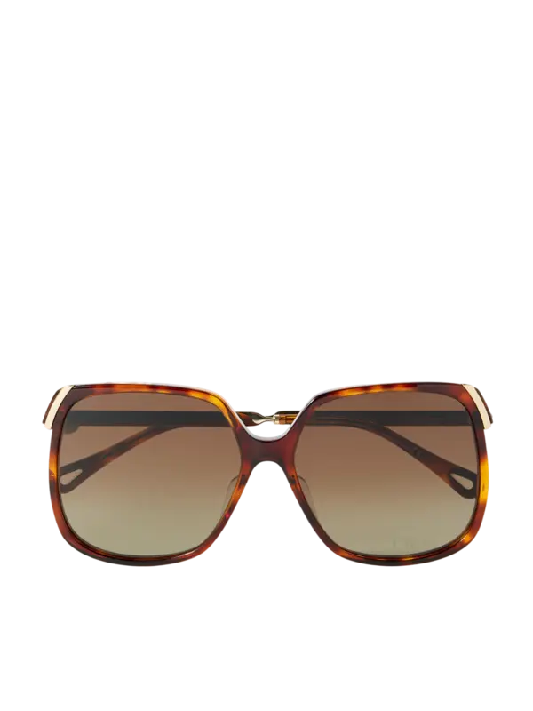 Chloé Aly Square-frame Acetate And Gold-tone Sunglasses - Tortoiseshell