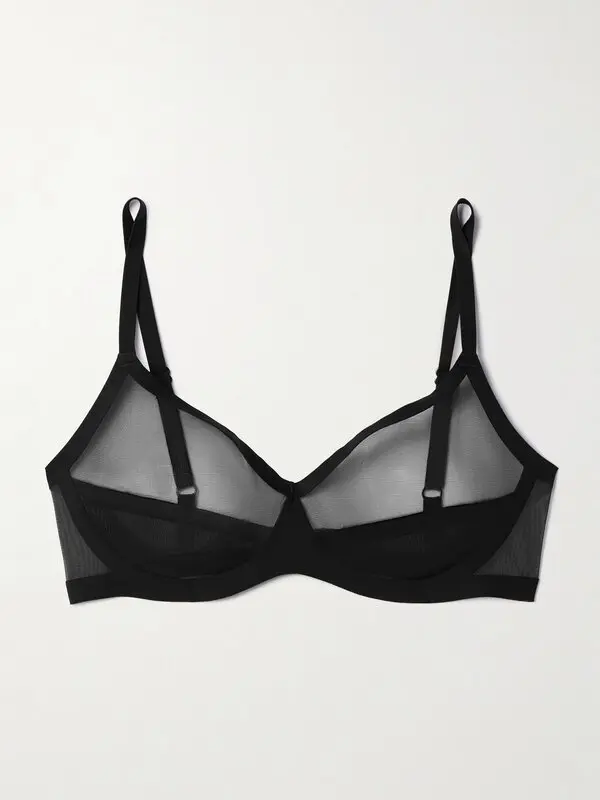 Commando Stretch-mesh Soft-cup Bra - Black