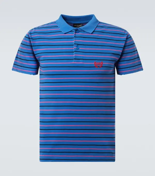 Balenciaga Laurel Classic Cotton Piqué Polo Shirt - Blue