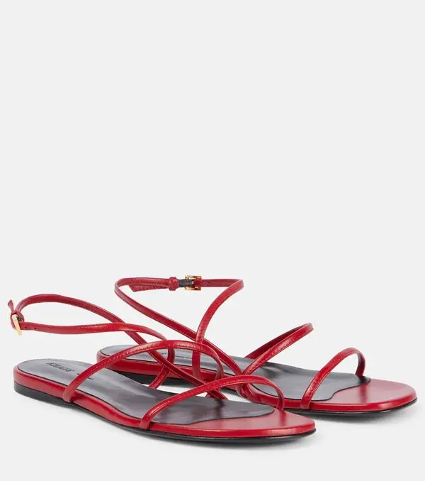 Khaite Loop Leather Sandals - Red