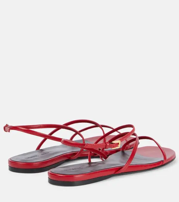 Khaite Loop Leather Sandals - Red