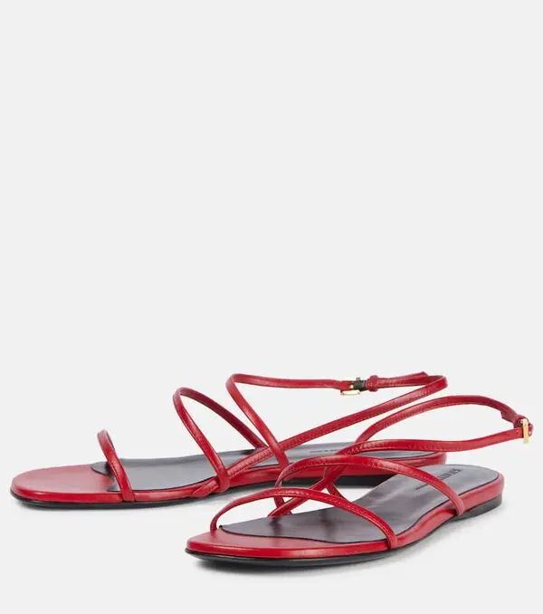 Khaite Loop Leather Sandals - Red