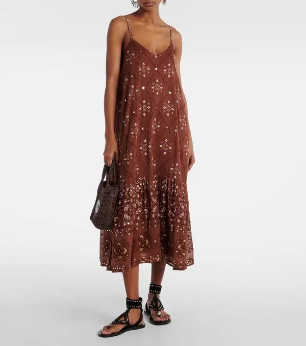 JULIET DUNN Printed Cotton Slip Dress