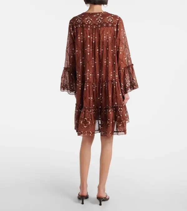 JULIET DUNN Sequined Cotton Minidress - Brown