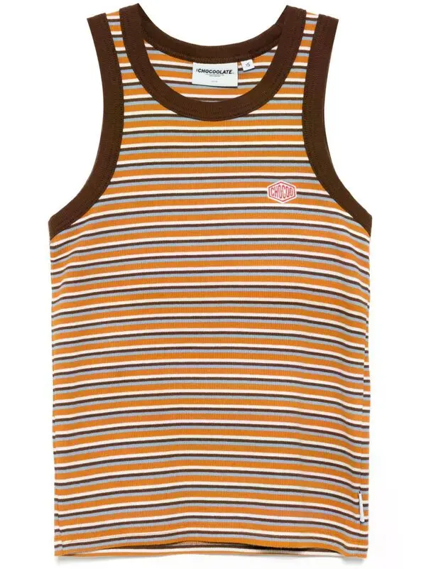 CHOCOOLATE Striped Tank Top - Brown