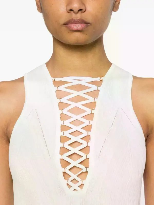 Elisabetta Franchi Ribbed-knit Midi Dress - White