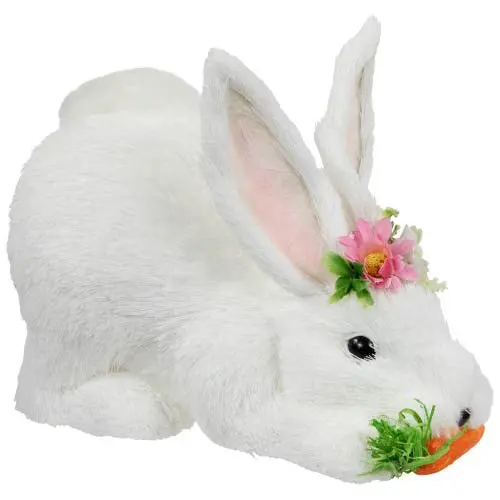 NORTHLIGHT Easter Rabbit With Carrot Figurine9.25"