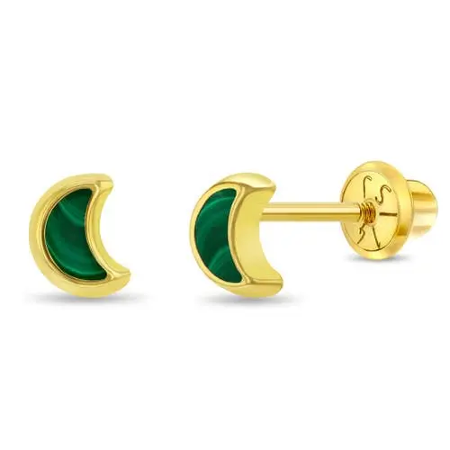 IN SEASON JEWELRY 14k Yellow Gold Malachite Earrings - Green