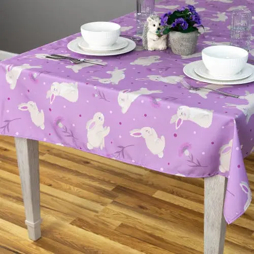 NORTHLIGHT Easter Rabbit Rectangular Tablecloth70"